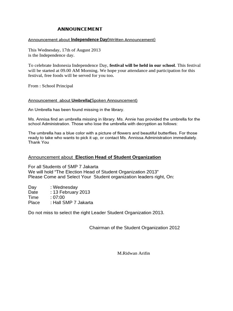 Announcement | PDF | Career & Growth | Wellness