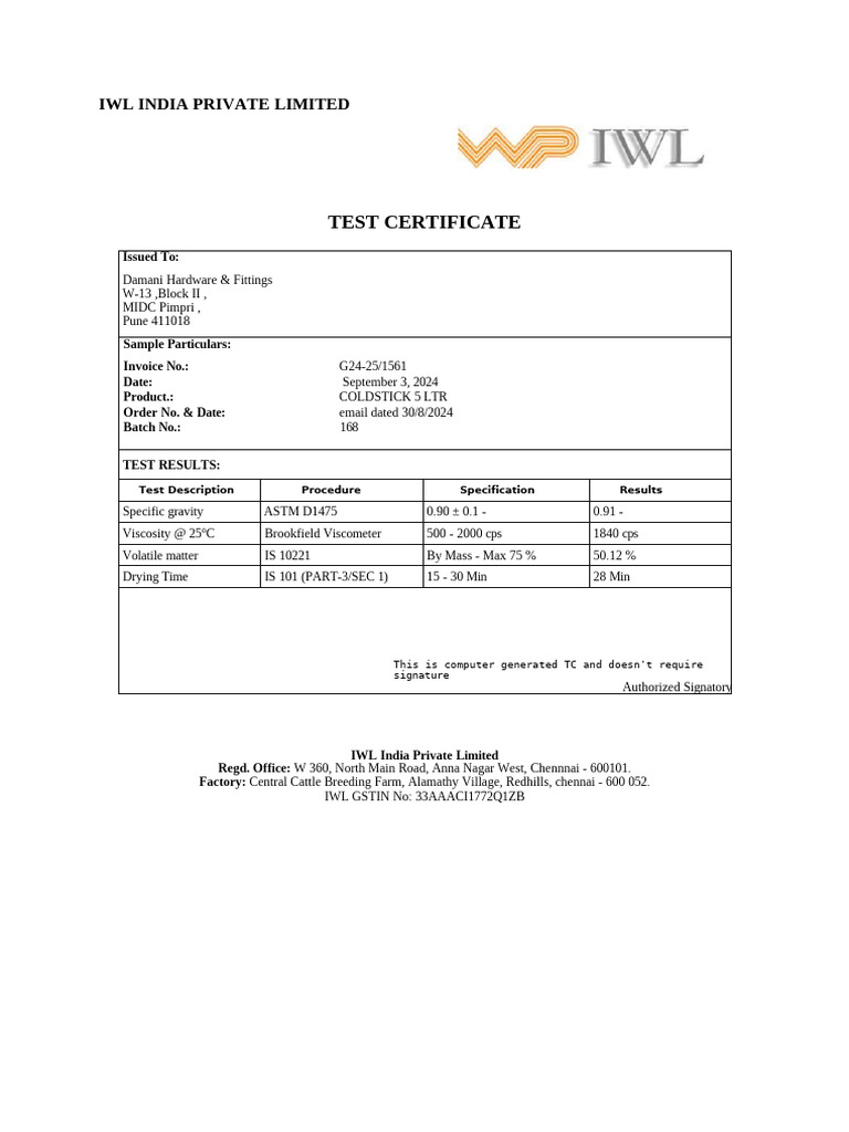 Printing Test Certificate - Batches | PDF