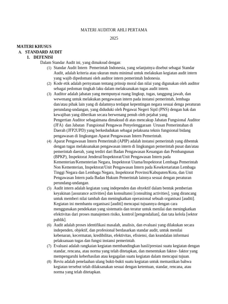Materi Auditor Ahli Pertama | PDF