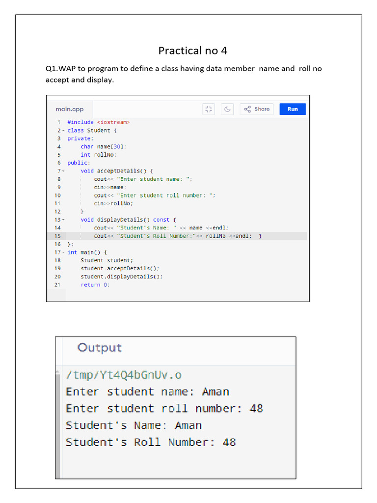 OOP Practical No 4 | PDF | Career & Growth | Computers