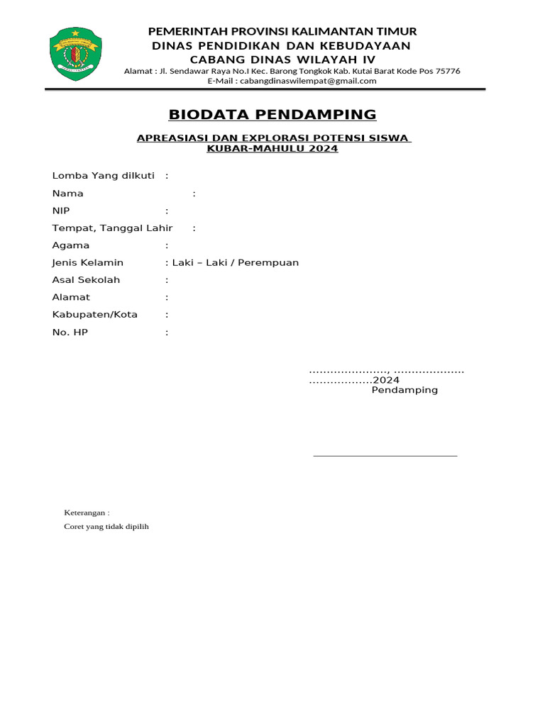 Biodata Pendamping Dan Peserta-1 | PDF