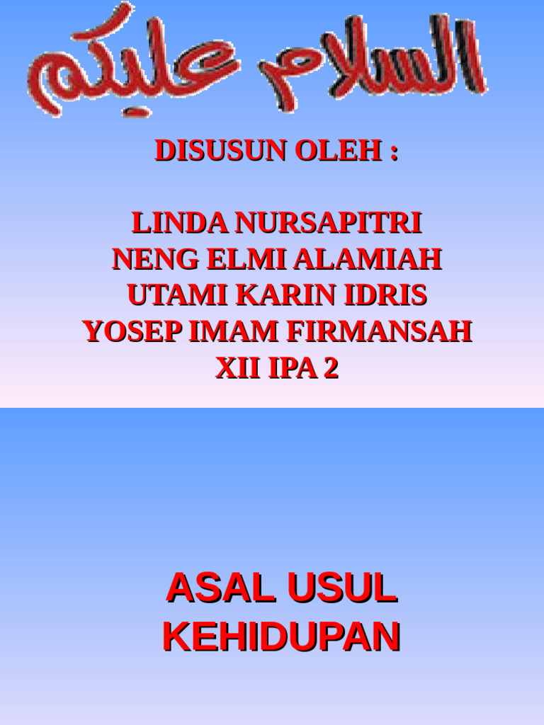 Biologi Asal Usul Kehidupan Neng Elmi Alamiah 1 | PDF