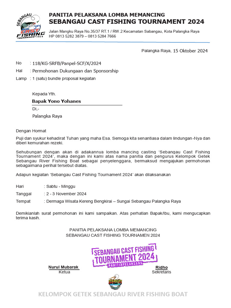 Proposal Mancing OKE - SURAT Yono | PDF