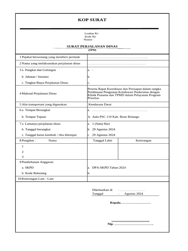 Format SPPD. TPMD Dan Klinik | PDF