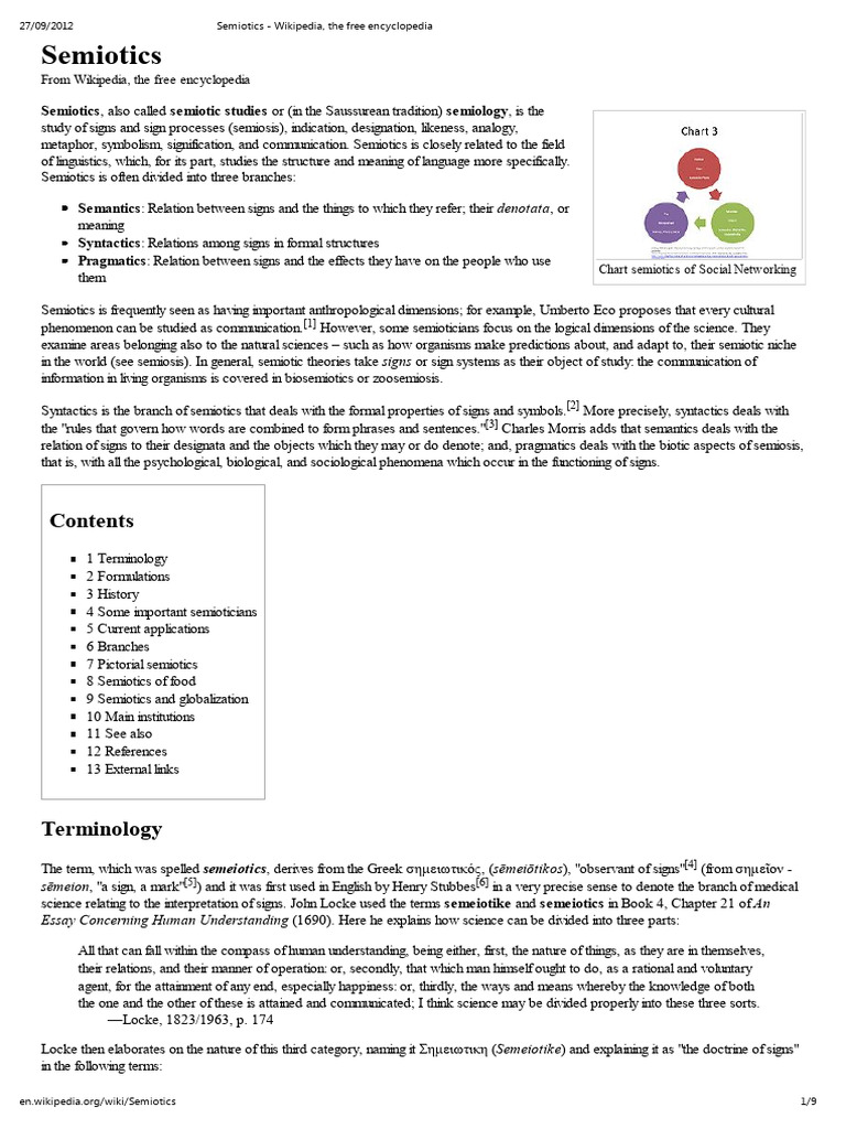 Semiotics - Wikipedia, The Free Encyclopedia | PDF | Semiotics | Semantics