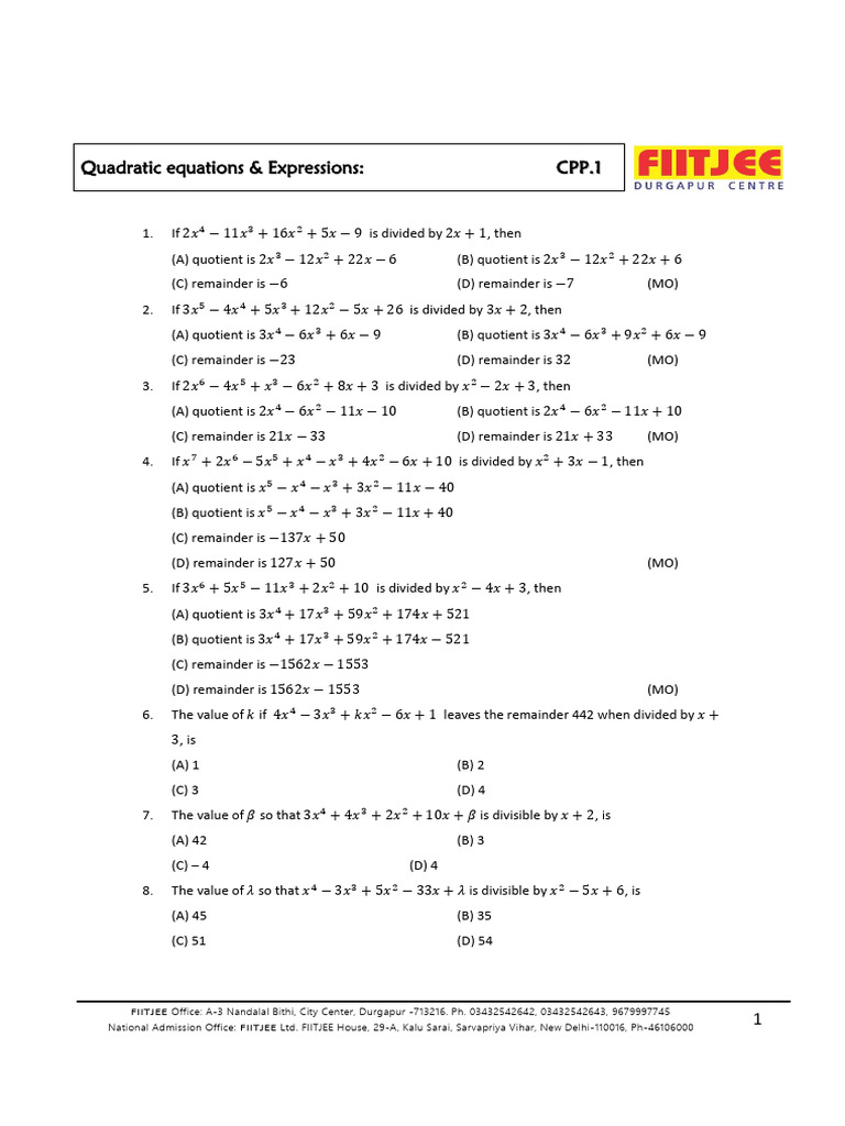 Open 21 - 11 - 09 - 21 - 09 - 2024 - CPP - QEE.1 | PDF | Polynomial ...