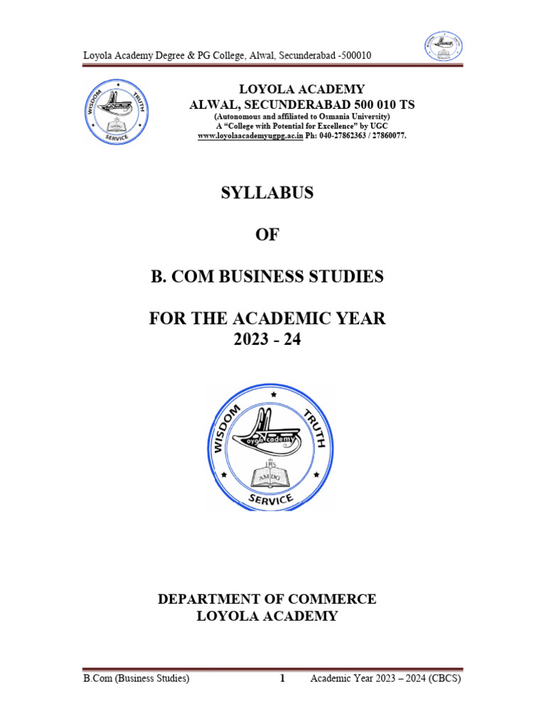 Bcom Business Studies Syllabus | PDF | Operating System | Computer Data ...