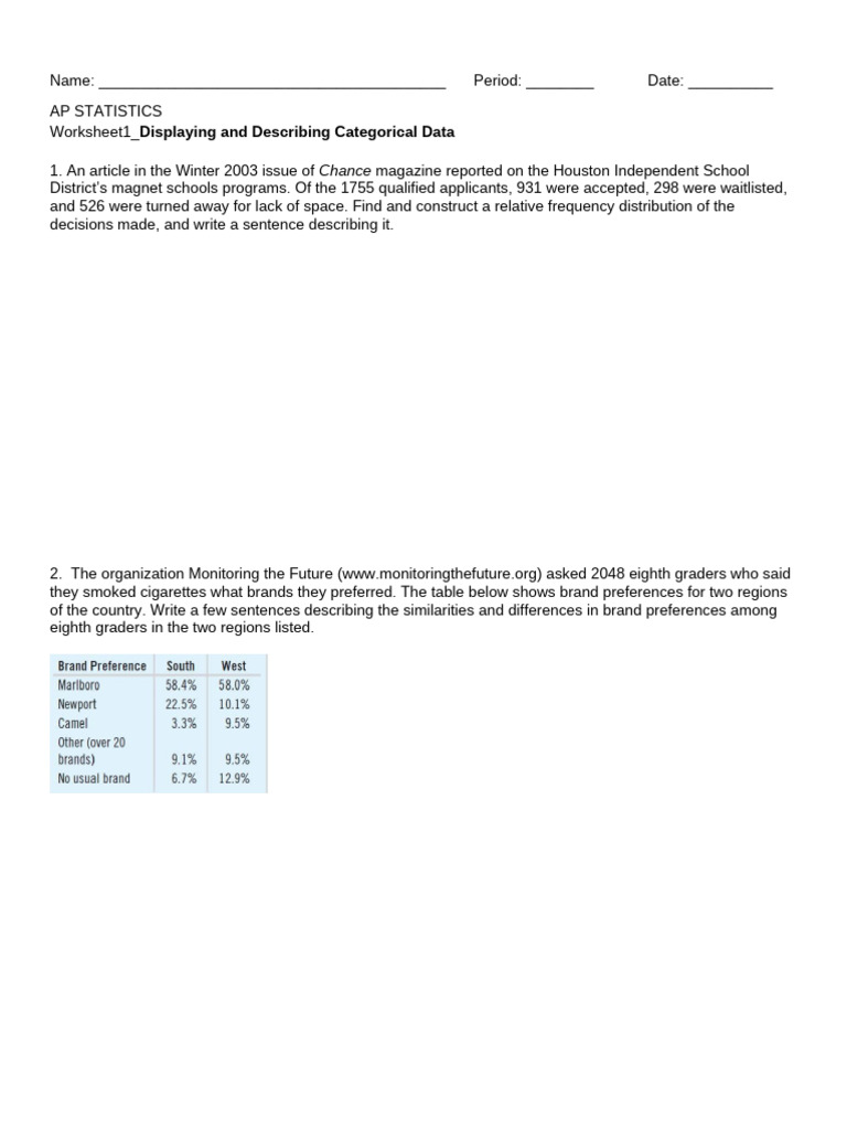 WS1 Categorical Data | PDF