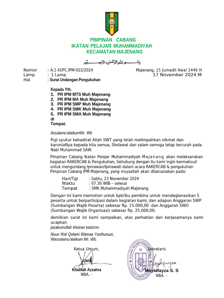 Undangan PR IPM Se-Kec Majenang | PDF