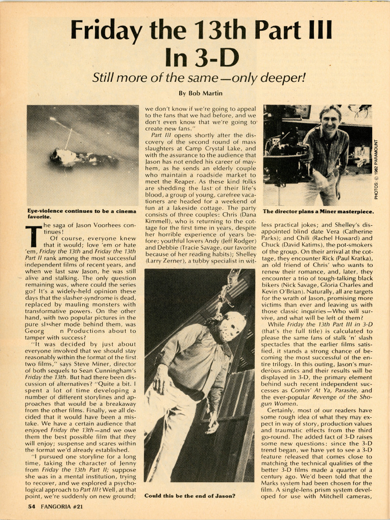 Friday The 13th Part 3 Fangoria Article | PDF