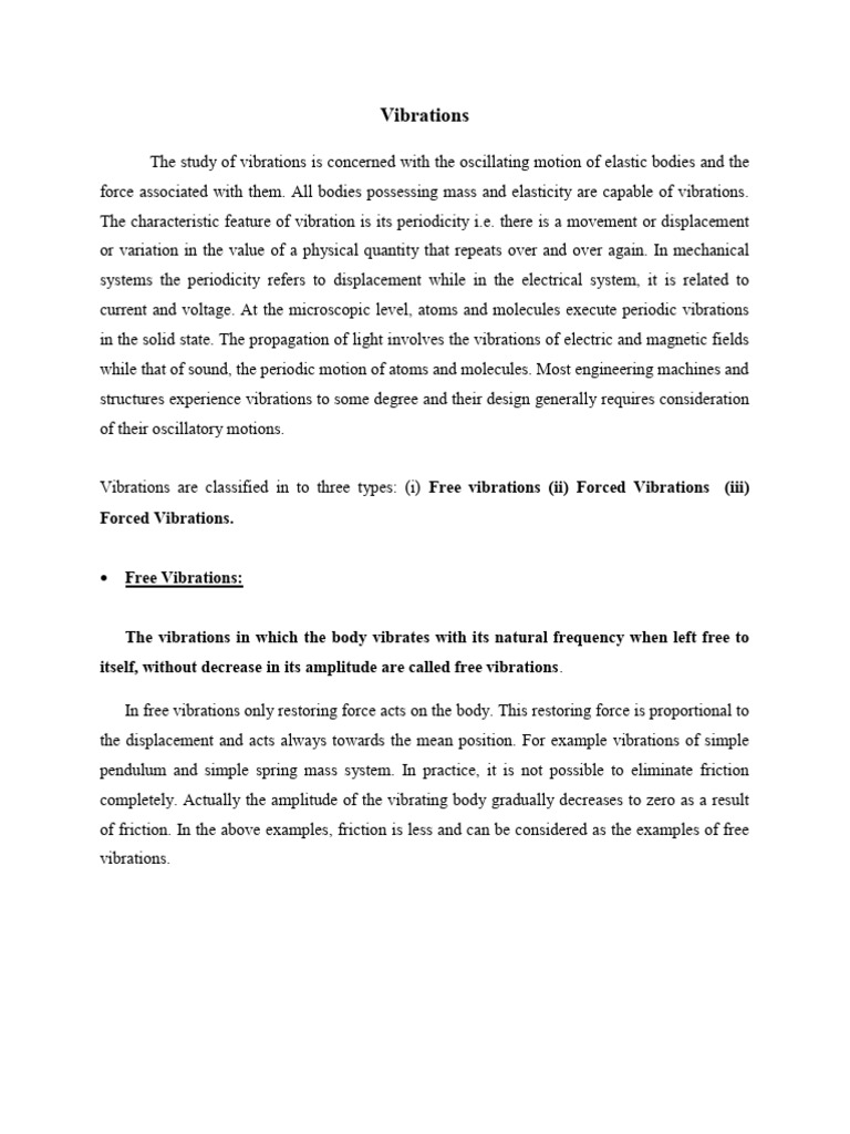 Vibrations Notes | PDF | Oscillation | Resonance