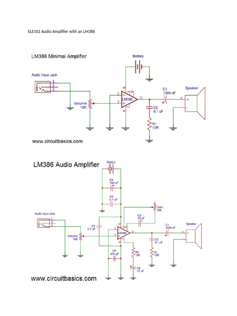 ELE102: LM386 Audio Amplifier Guide | PDF | Computers