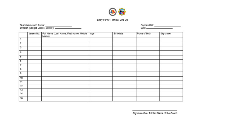 SK Cup Entry Form | PDF