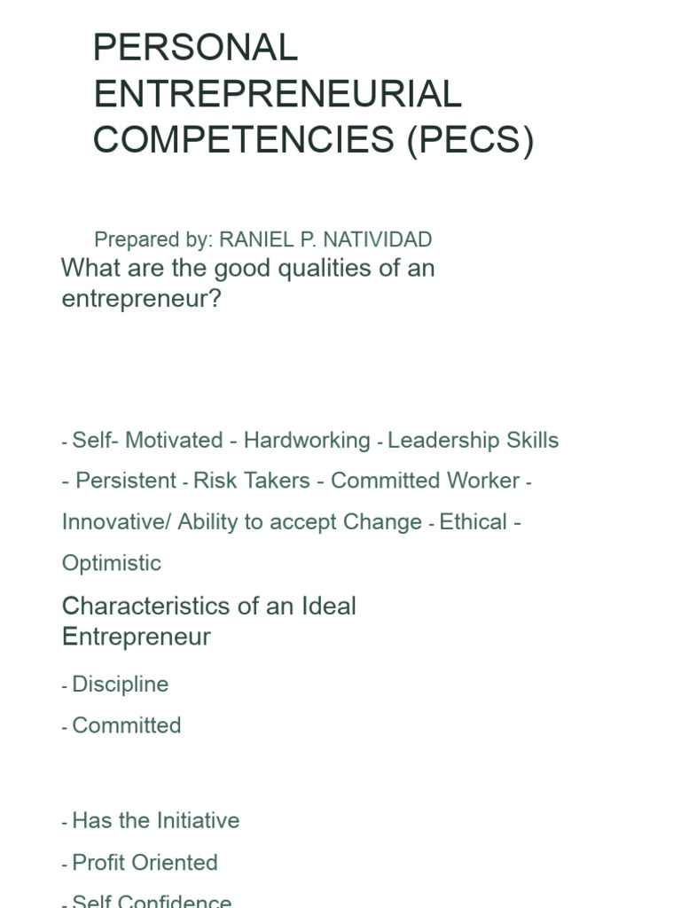 Entrepreneurial Competencies Guide | PDF | Entrepreneurship | Business