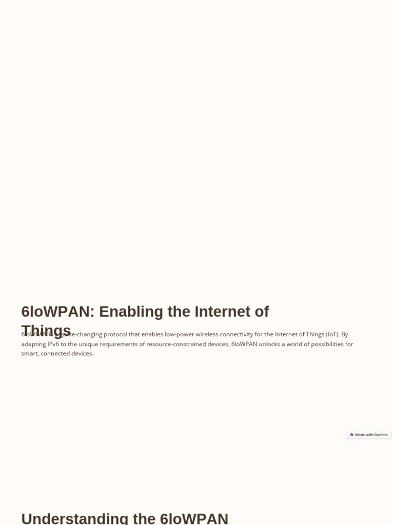 6loWPAN: IoT Low-Power Connectivity | PDF | Home & Garden | Computers