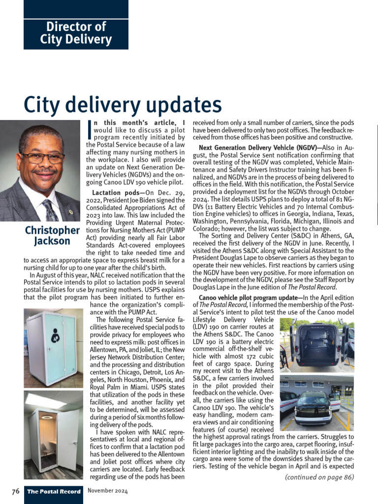 USPS Lactation Pods and NGDV Update | PDF | United States Postal Service