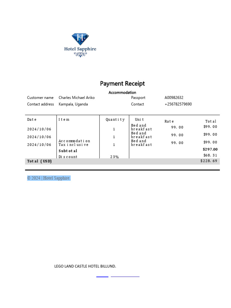 Hotel receipt-HS | PDF