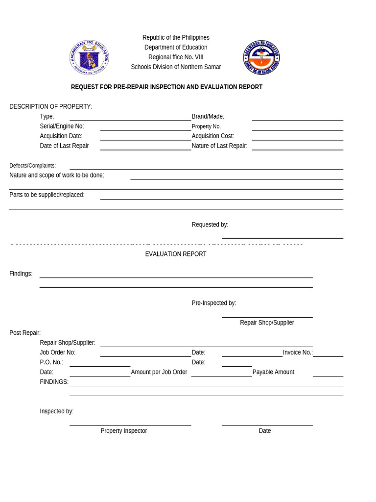 Pre Repair Inspection and Evaluation Report | PDF