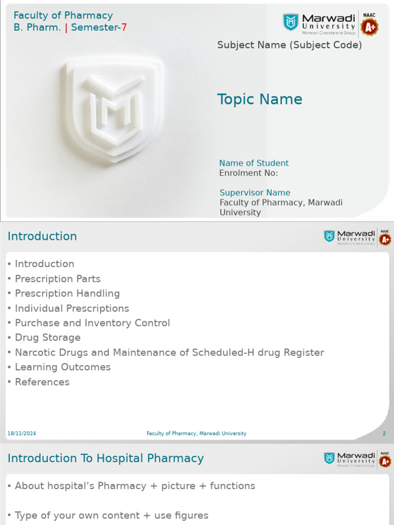 Hospital-Retail Pharmacy Practice School-PPT Templet | PDF | Medical ...
