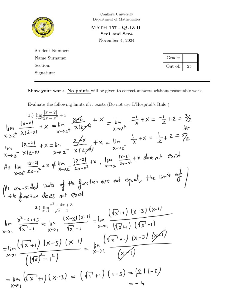 Quiz2 Sample Soln. | PDF | Teaching Methods & Materials