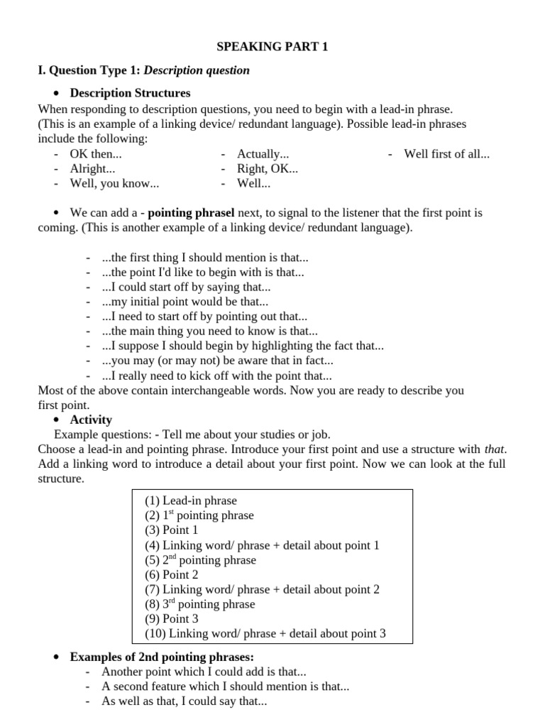 SPEAKING PART 1- Question-form & Answer | PDF | Question | Healthy Diet SPEAKING PART 1- Question-form & Answer | PDF | Question | Healthy Diet