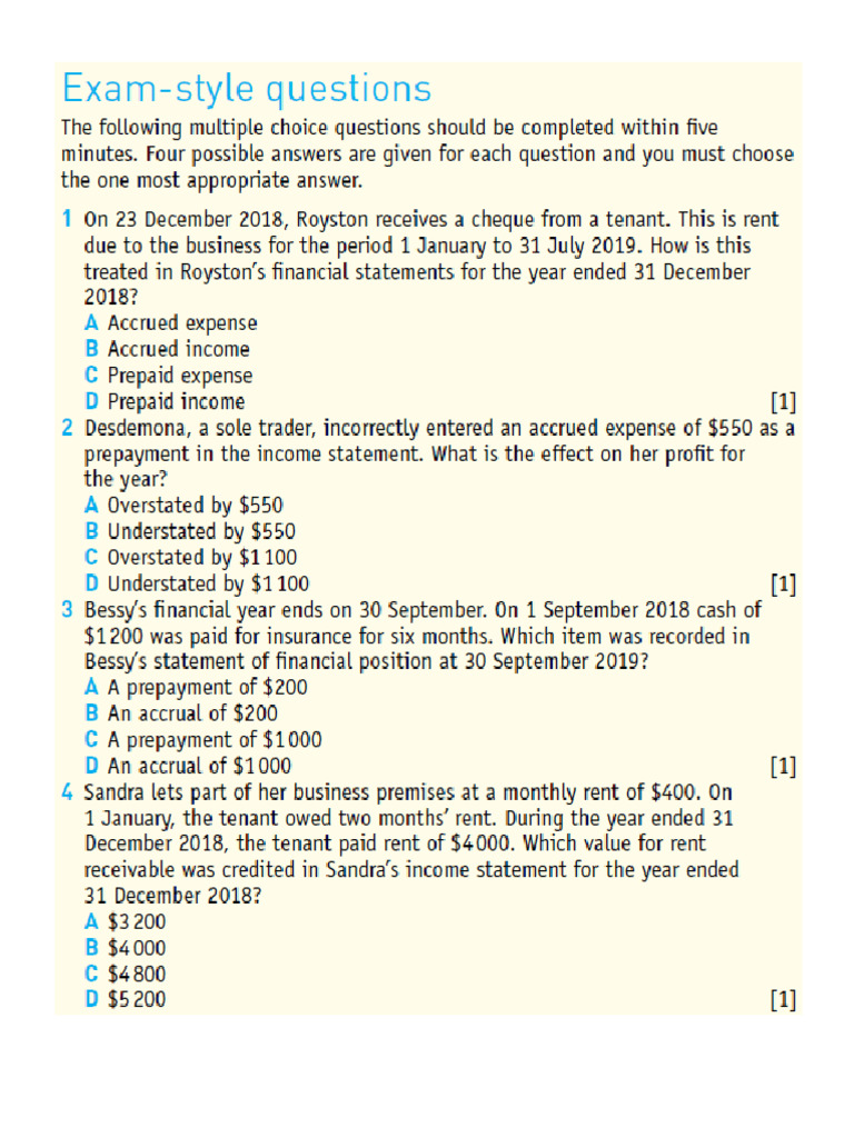 Exam Style Questions-Other Payables and Receivables | PDF