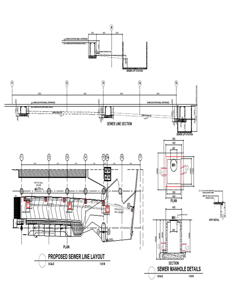 Sewer Layout for Mall Construction | PDF | Sanitary Sewer | Drainage