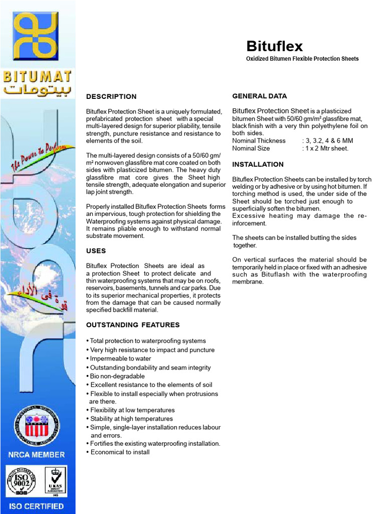 Bituflex Protection Sheet | PDF | Fiberglass | Materials