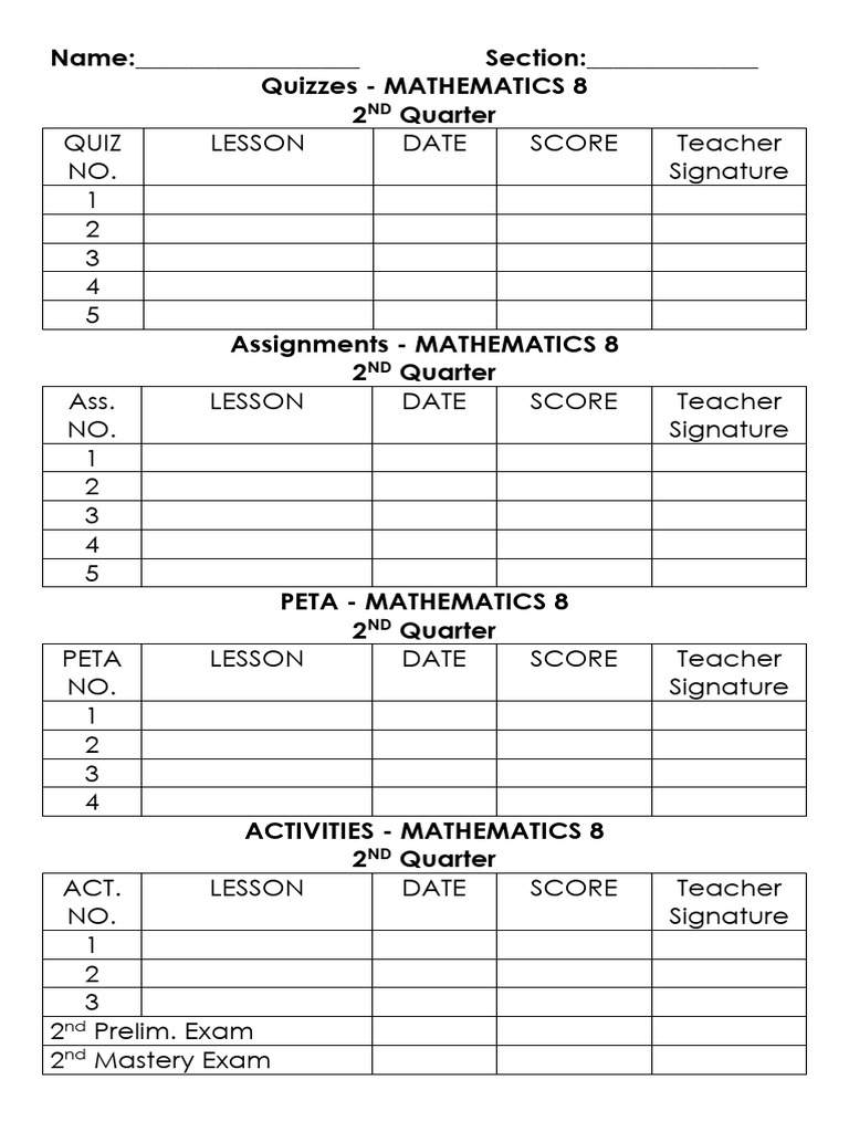 2ND QUARTER BLANK FORM Written Works Records | PDF