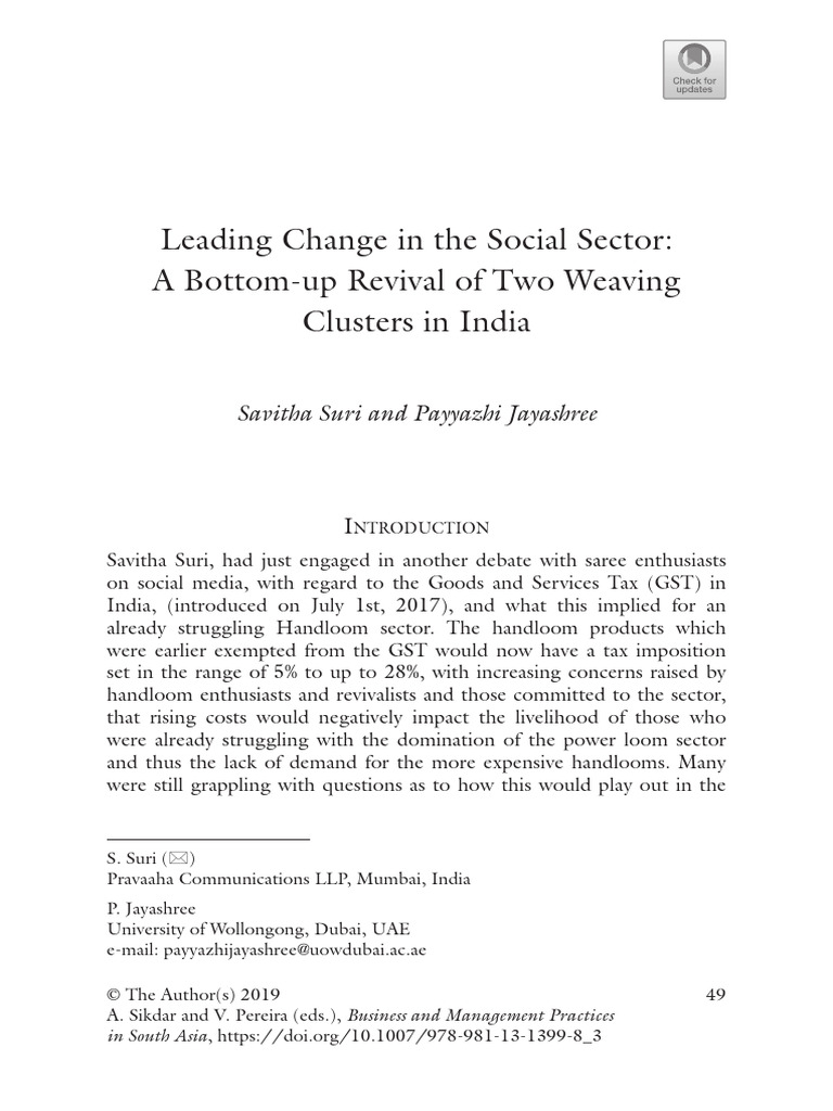 Leading Change in The Social Sector: A Bottom-Up Revival of Two Weaving ...