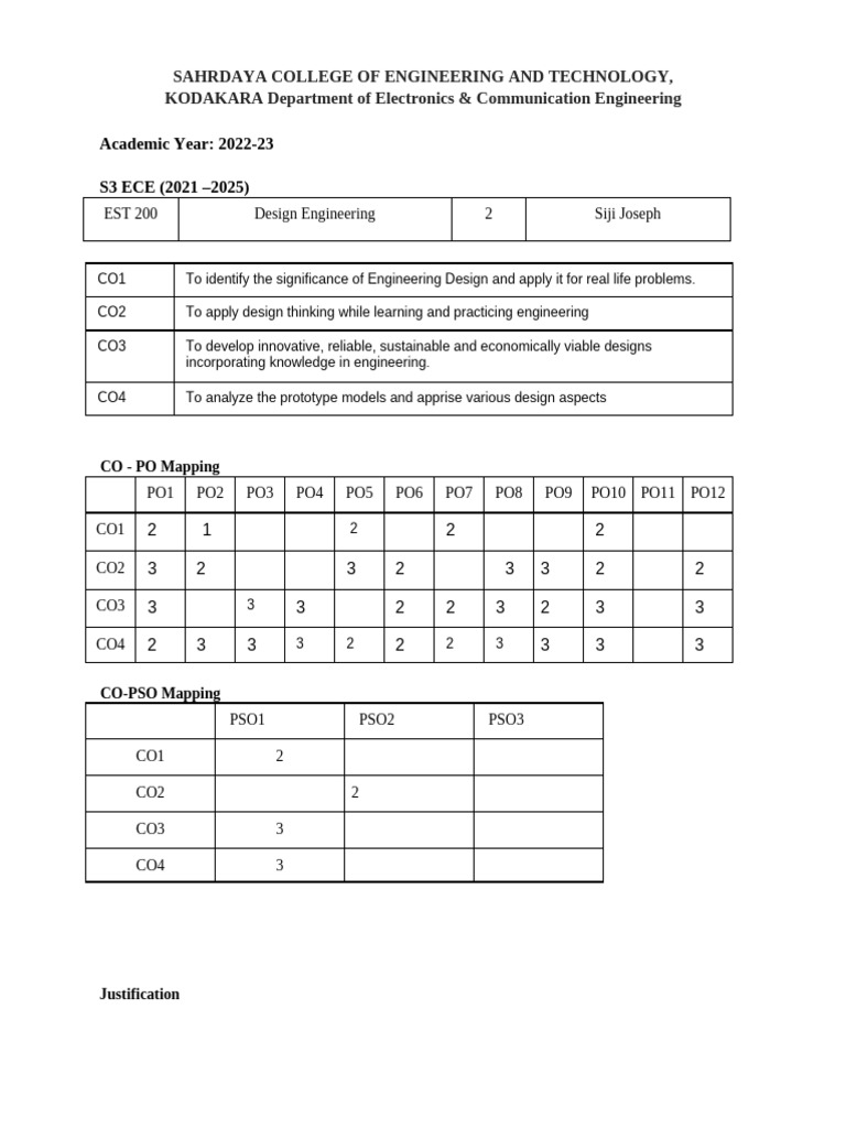 EST 200 Justification | PDF | Engineering | Design