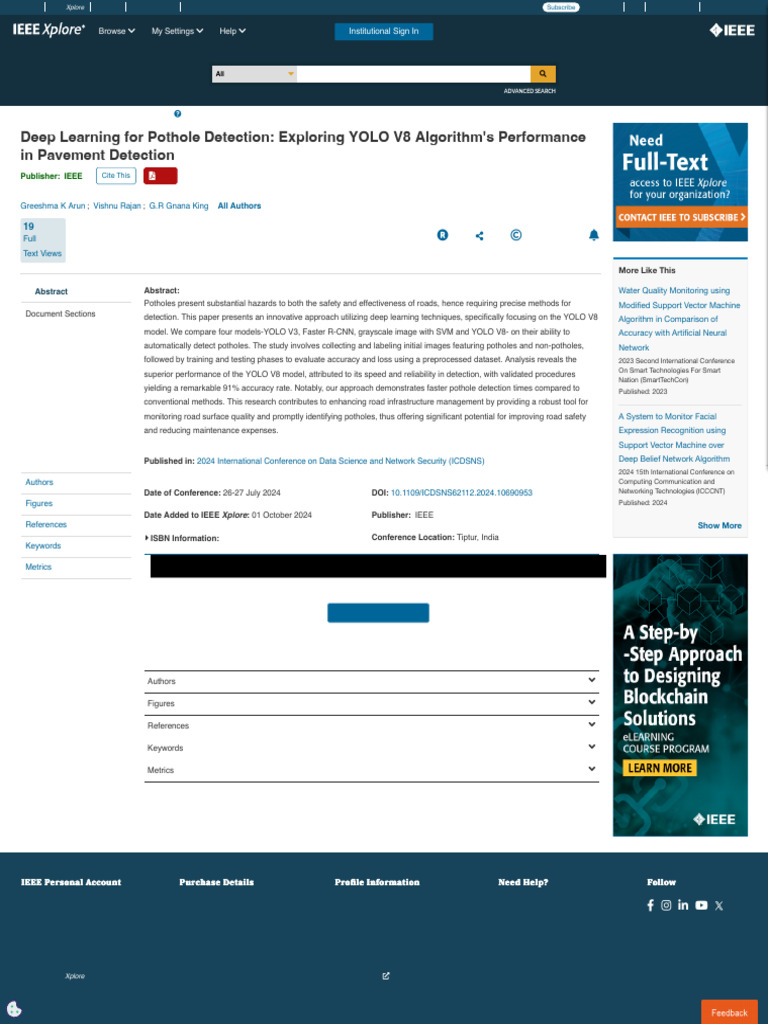 Deep Learning For Pothole Detection Exploring Yolo V8 Algorithms Performance In Pavement