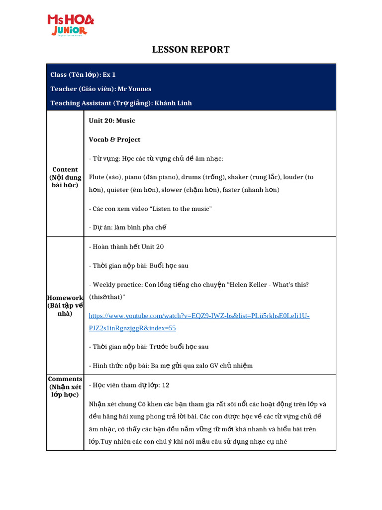 Lesson Report - U20 - Explorer 1 | PDF