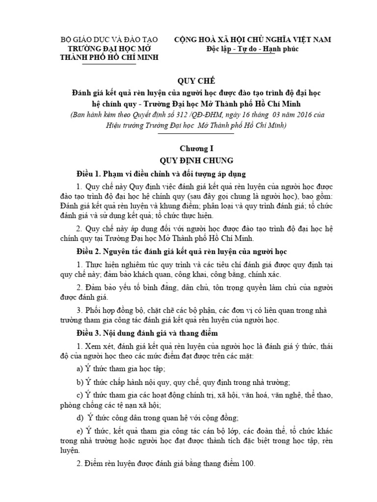 Quy Che Danh Gia Ket Qua Ren Luyen | PDF