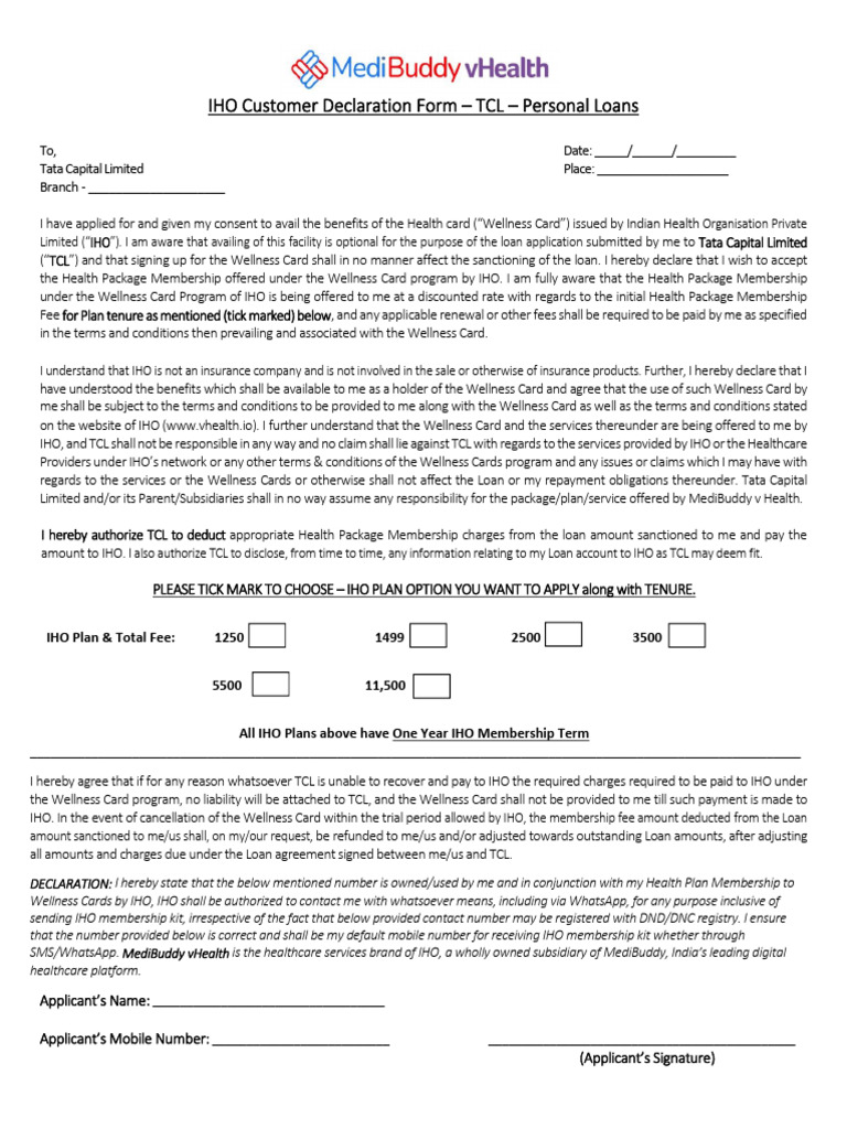 IHO Application Form | PDF | Loans | Fee