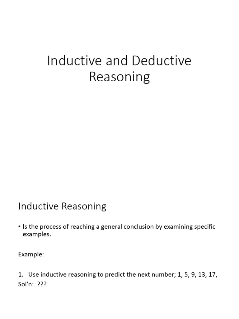 GE 401 Deductive and Inductive Reasoning | PDF | Inductive Reasoning ...