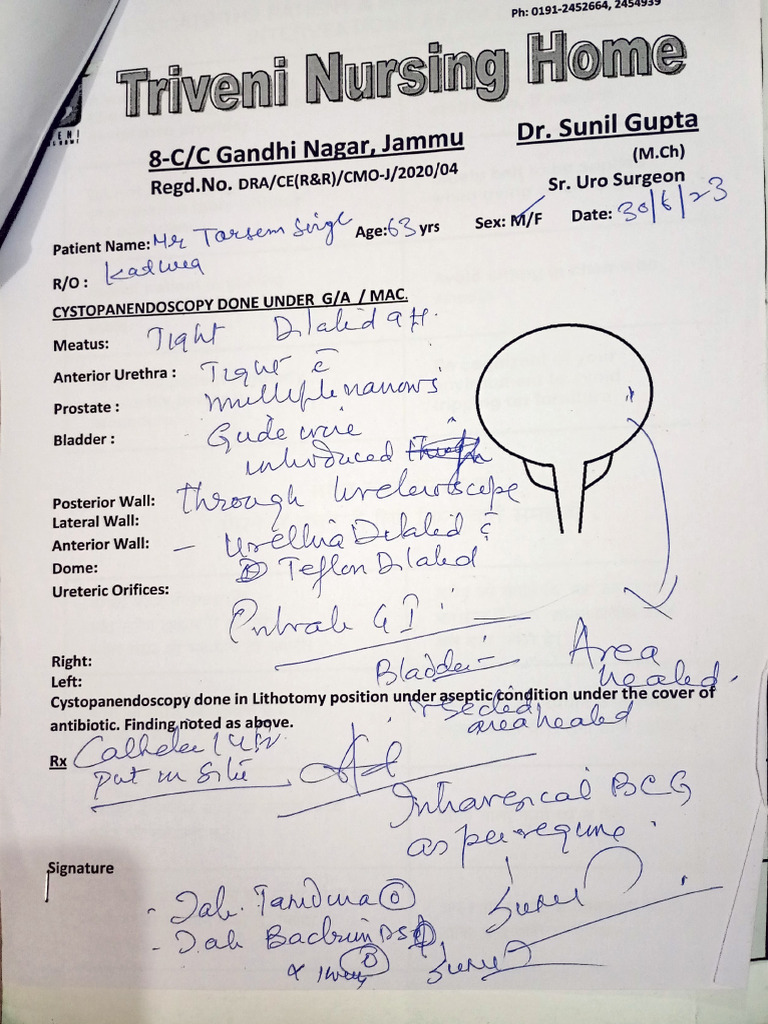 Cystopanendoscopy Report for Urothelial Carcinoma | PDF | Surgical ...