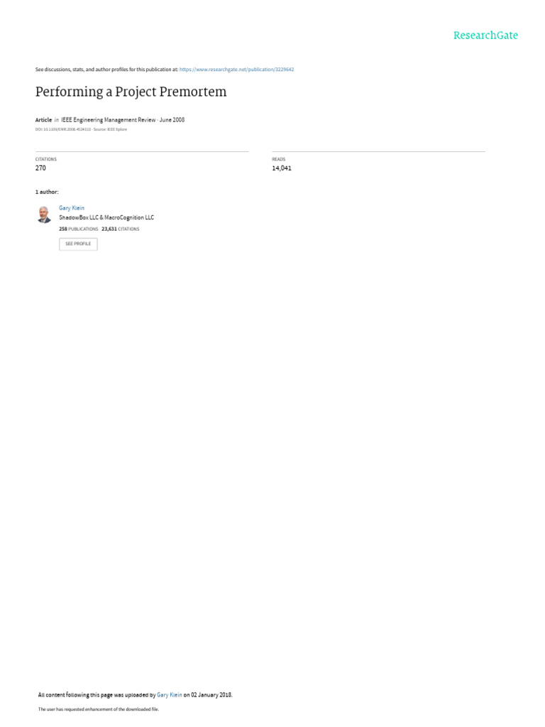 Performing A Project Premortem | PDF