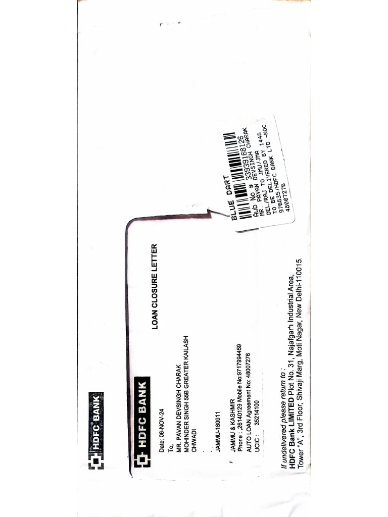 Envelope HDFC NOC | PDF