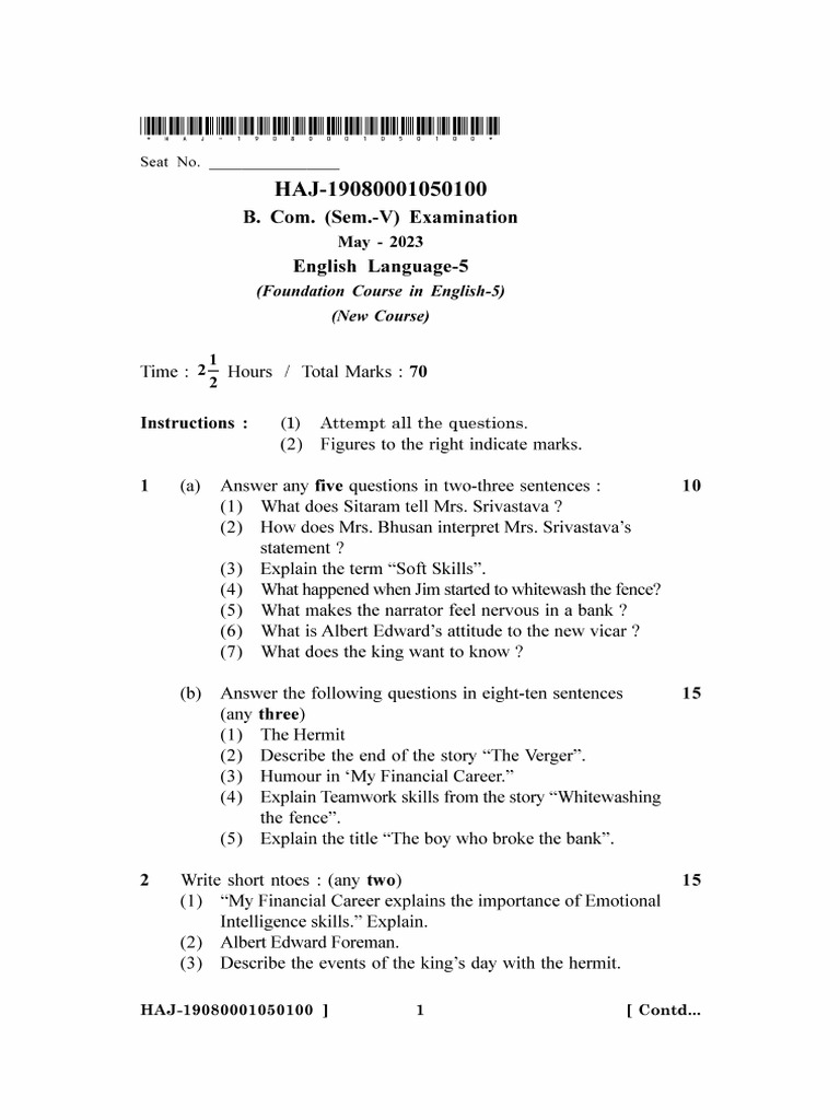 Sem-5 (External) May-2023 Remi English Language-5 | PDF