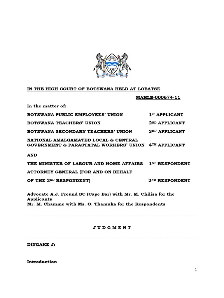 Botswana Bopeu | PDF | Separation Of Powers | Constitution