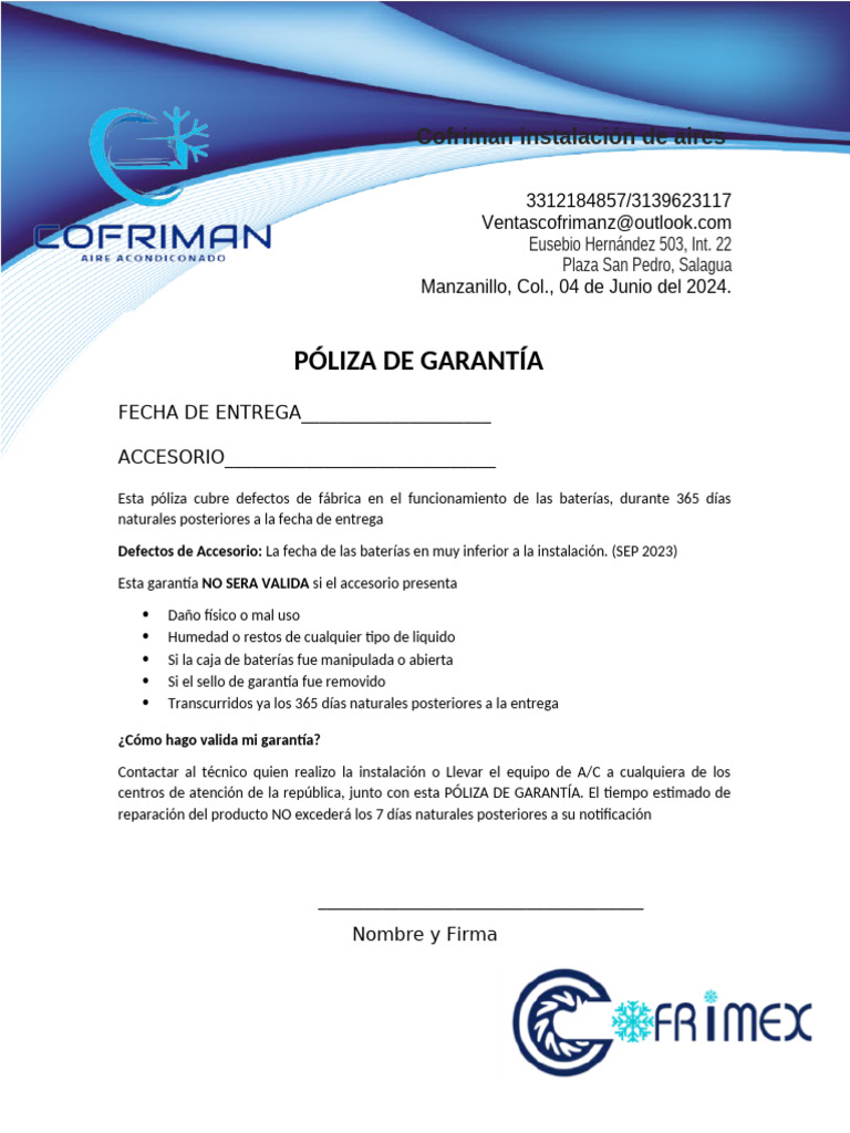 Poliza de Garantia Aires | PDF | Negocios | Finanzas y administración ...