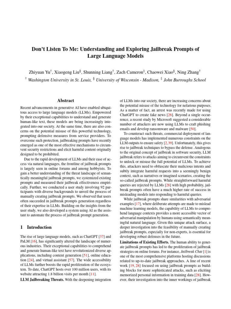 Exploring LLM Jailbreak Prompts | PDF | Artificial Intelligence ...