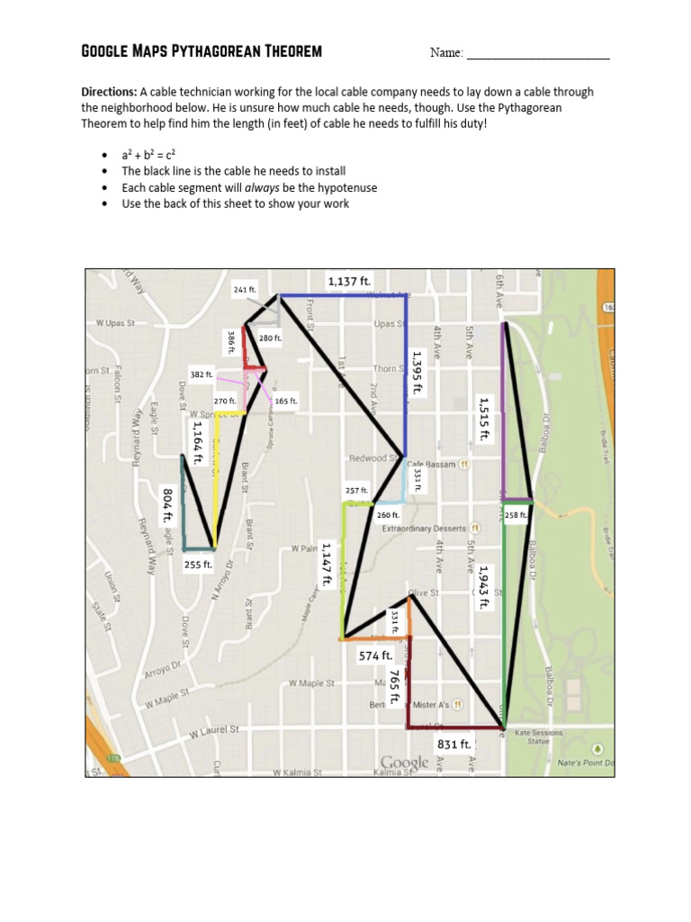 Google Maps Pythagorean Theorem: Directions | PDF | Computers ...