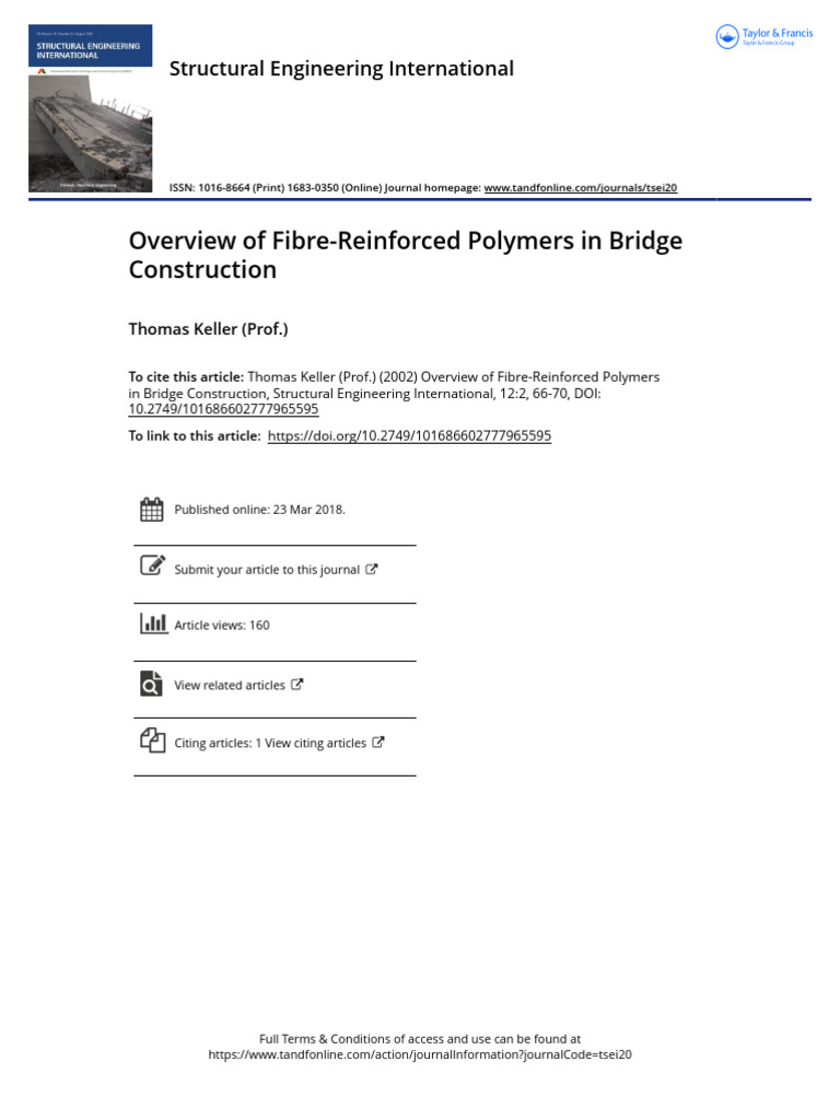 Overview of Fibre-Reinforced Polymers in Bridge Construction | PDF ...