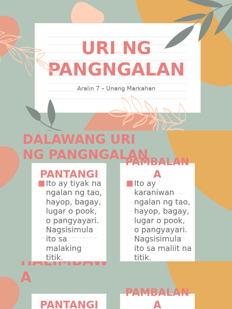 Aralin 1.5 Uri NG Pangngalan | PDF