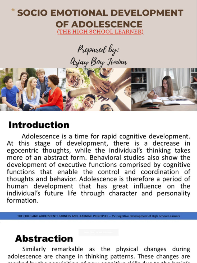 Socio Emotional Development of Adolescence | PDF