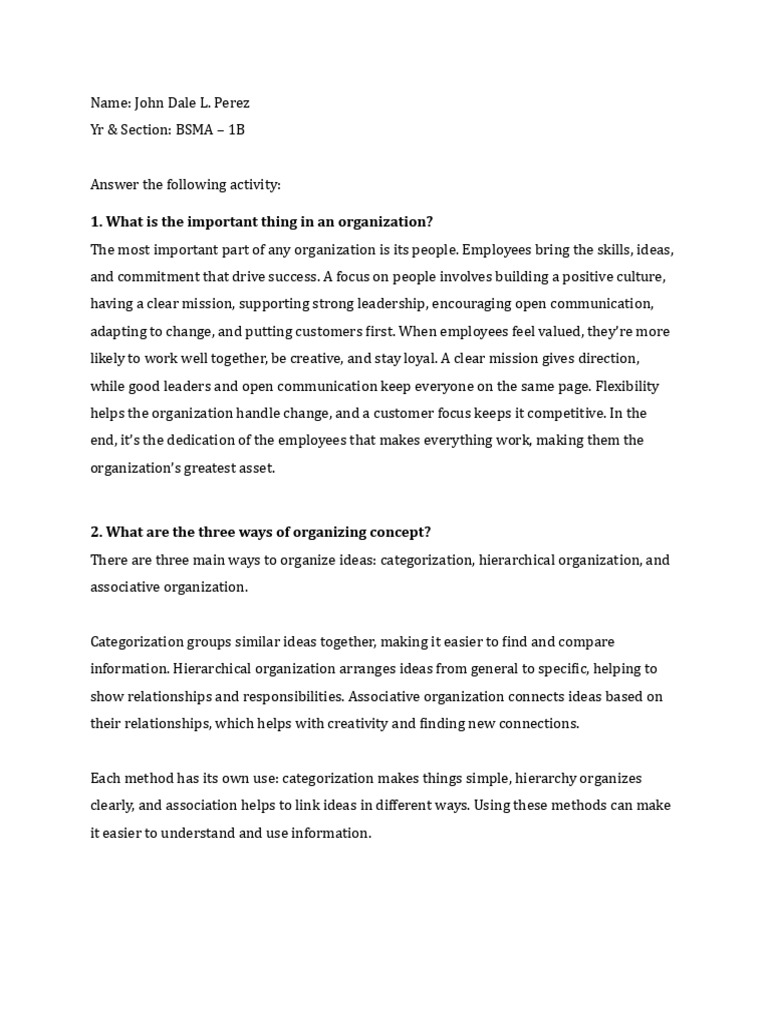 Organization and Management Activity | PDF | Goal | Hierarchy