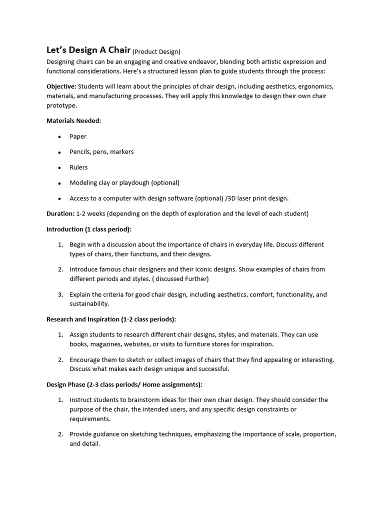Chair Design Resource Sheet | PDF | Chair | Plywood