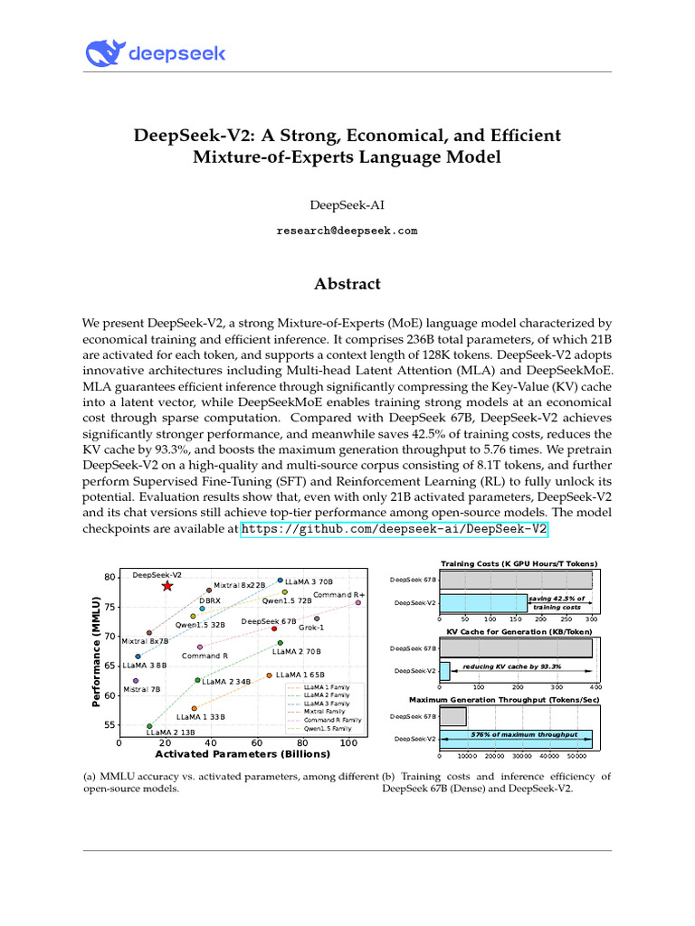 DeepSeek-V2: Efficient MoE Language Model | PDF | Parallel Computing ...